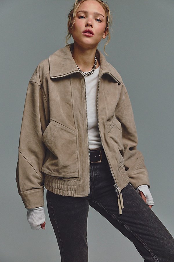 FREE PEOPLE We The Free Suede Bomber Jacket